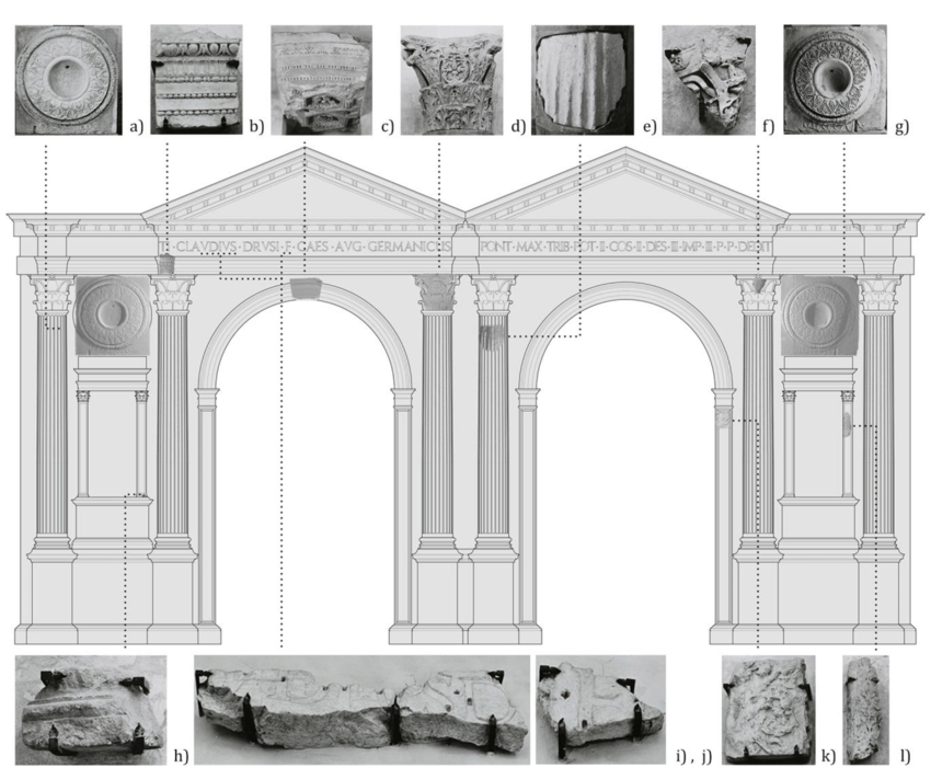 Decorative patera with palmettes and a garland from the Porta Aurea [d ...